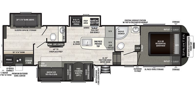 2020 Keystone Sprinter Campfire 32FWBH specs and literature guide
