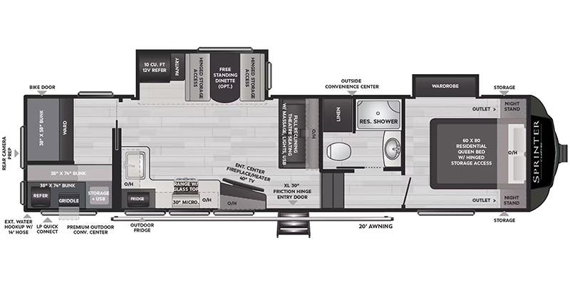 2024 Keystone Sprinter 31TB Fifth Wheel Specs