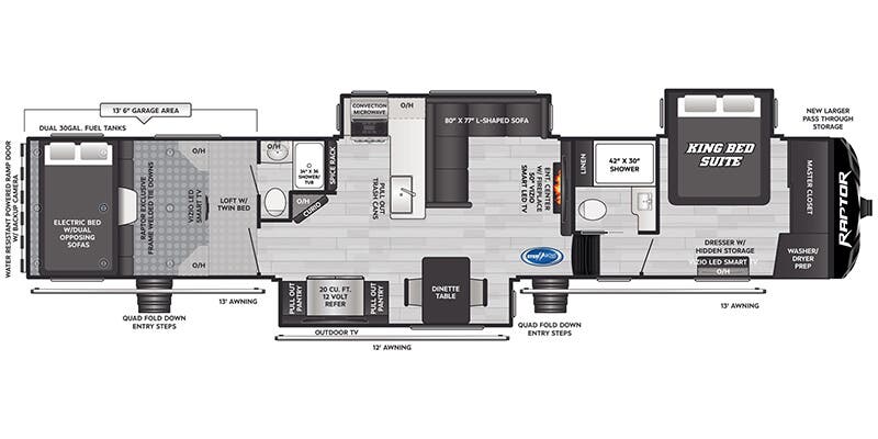 2025 Keystone Raptor 433 specs and literature guide